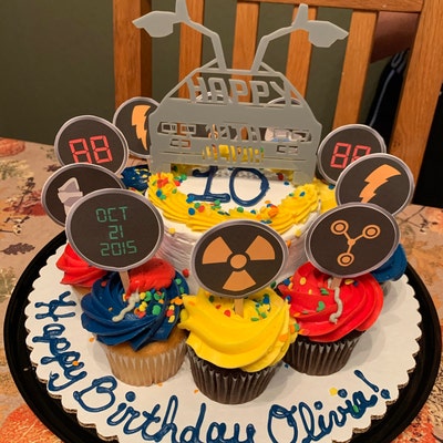 Delorean Back to the Future Birthday Car Mechanic Cake Topper ...