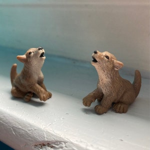 MINIATURE Wolf Pup Wolves Animal Mini Figures Figurines Dollhouse ...