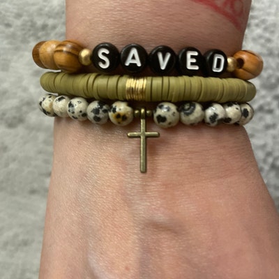 Stack of 3 Custom Word Vinyl Stretch Bracelets Personalized - Etsy