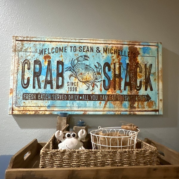 Coastal Wall Decor,beach House Sign, Crab Sign, Beach House Wall Decor ...