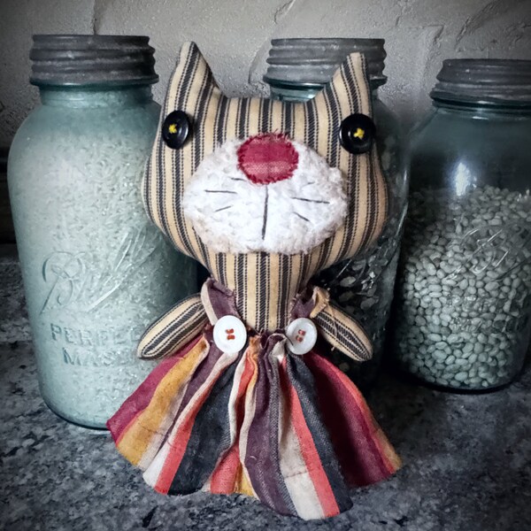 Kiki Kitty EPATTERN - Primitive Country Cat Plush Cloth Doll Craft ...