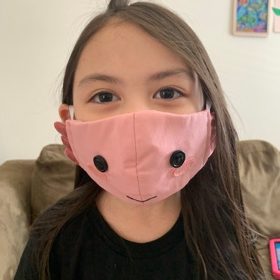 Pink Cotton Axolotl Salamander Face Mask - Etsy