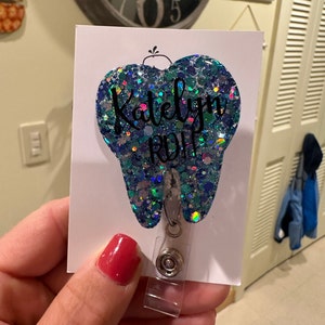 Rose Gold Glitter Resin Eyeball Badge Holder, Eye Badge Holder ...