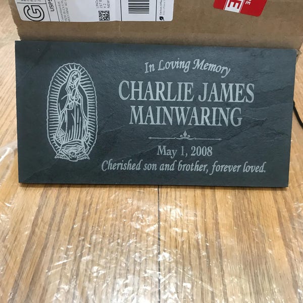 Memorial Stone Gray Slate for Mom Dad, Personalized in Loving Memory ...