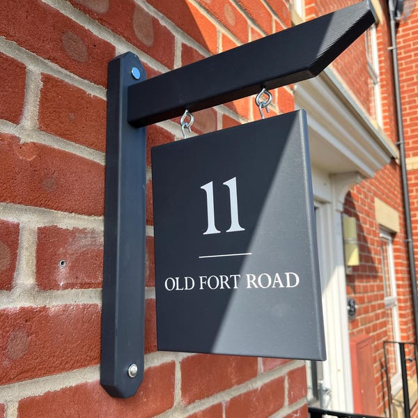 Personalised House Number Sign | Hanging Address Sign Outdoor | Custom ...