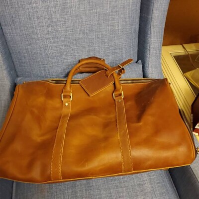 Fathers Day Gift for Dad, Leather Duffle Bag, Large Travel Bag, Mens ...