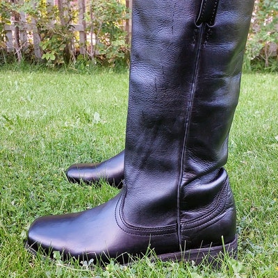 Personalised Handmade Brown Leather Single Buckle US Boot With Rubber ...