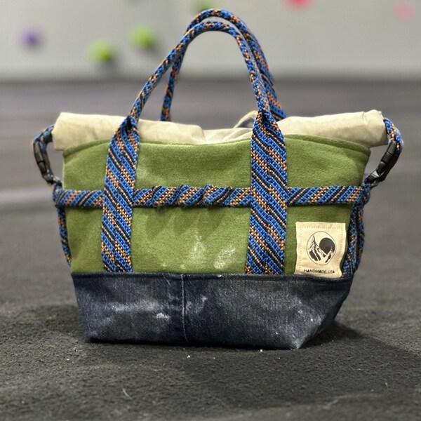 Mini Chalk Bucket, Upcycled Retired Climbing Rope, Magnetic Closure ...