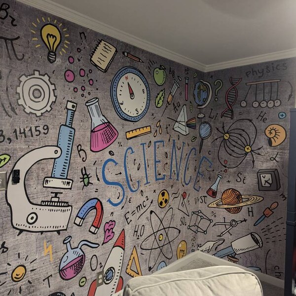 Science Lab Wallpaper Mural / Lab Area Wallpaper / Science Cafe Wall ...