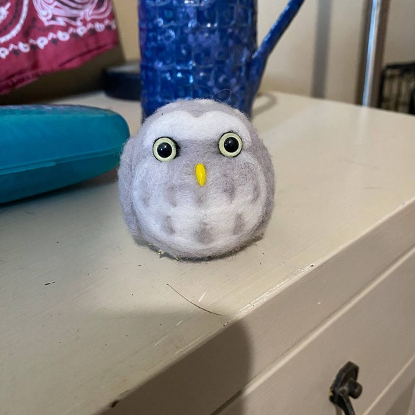 Mini Needle Felted Owl,felted Animal Sculpture,felt Owl Ornament,family ...