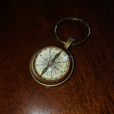 Personalized Key Ring Compass Custom Phrase Compass Keychain Custom Fob ...