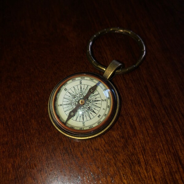 Personalized Key Ring Compass Custom Phrase Compass Keychain Custom Fob ...