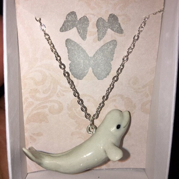 Beluga Whale Necklace, Charm Necklace, Charm Jewelry, Beluga Whale ...
