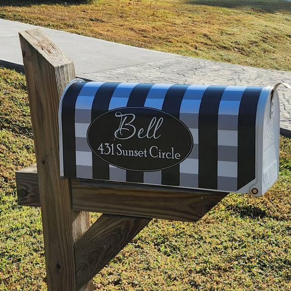 Custom Address Mailbox Covers Magnetic - Personalized Plaid Mailbox ...