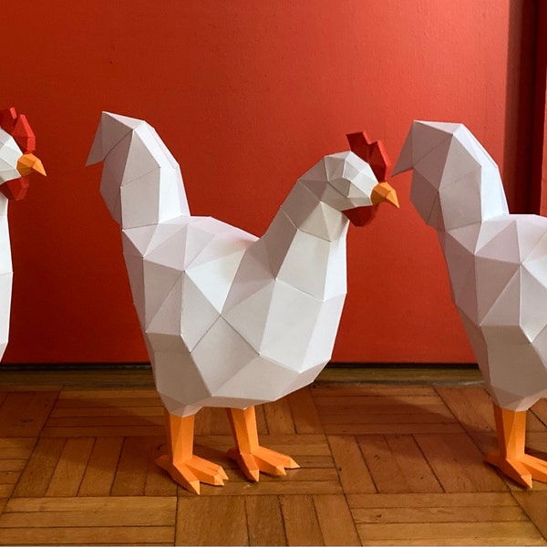 Rooster Papercraft Sculpture, Printable 3D Puzzle, Papercraft Pdf ...