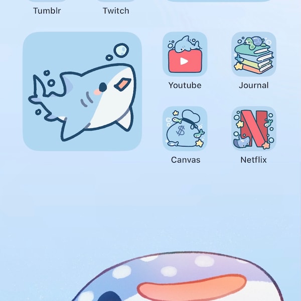 Cute Ocean Creatures App Icon Set | Kawaii Aesthetic Theme for Android ...