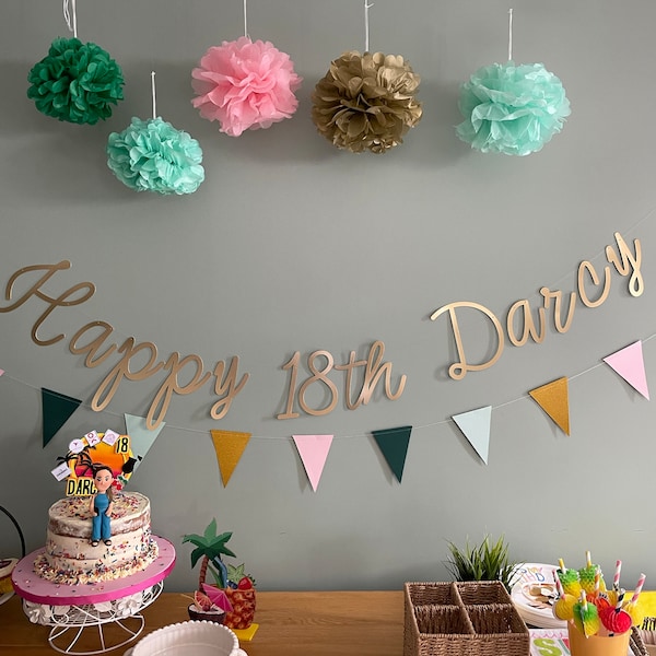 Personalised 18th Birthday Banner: Gold Custom Party Decoration - Etsy UK