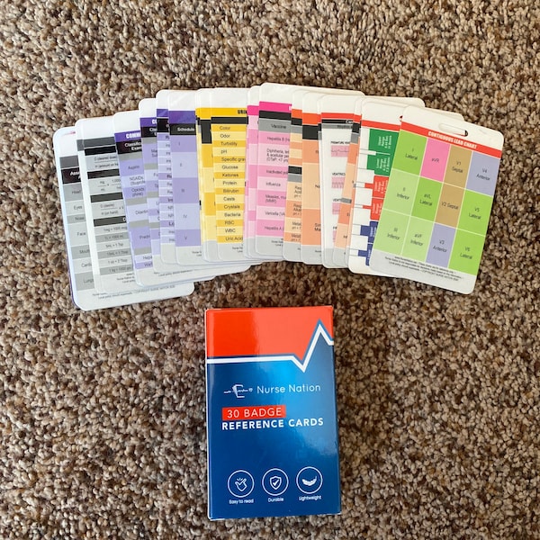 Nurse Nation 30 Vertical Badge Reference Cards Set - Nursing, Lab ...