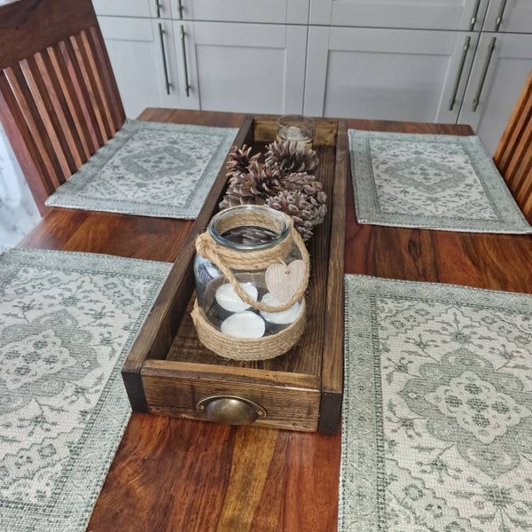Centerpiece Tray Rustic Wooden Runner Tray Dining Table Centerpiece ...