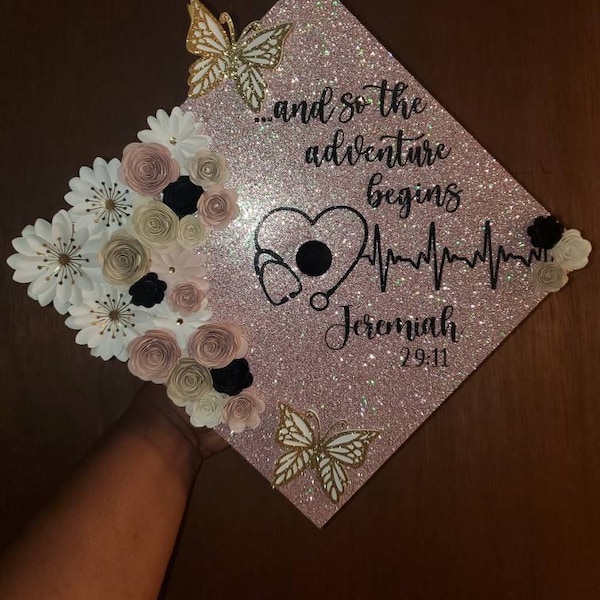 Nurse Graduation Cap Topper Nursing Grad Cap Topper Floral Grad Cap ...