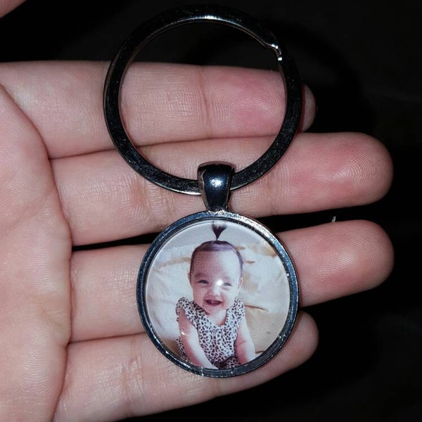 Custom Photo Key Chain - Picture Keychain Personalized Silver Key Charm ...