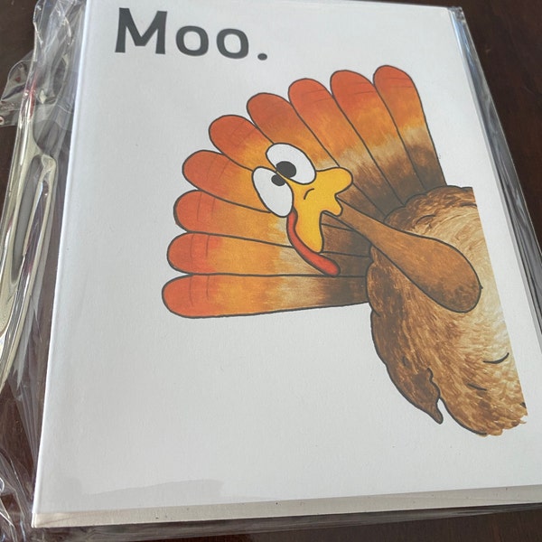 Funny Turkey Thanksgiving Card - Moo! - Etsy