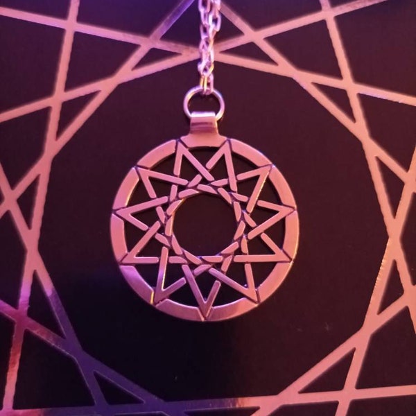 Silver Hendecagram Star Necklace , Chaos Anti Cosmic Energy Pendant ...