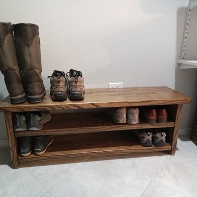 Rustic Shoe Rack and Bench Entryway Shoe Bench - Etsy