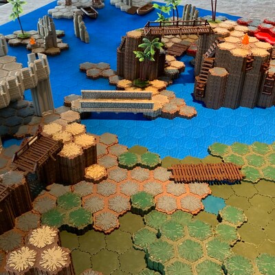 Gaming Playmat Water Hex Grid, Options 1, 1.5, 1.75 AF, Perfect for ...