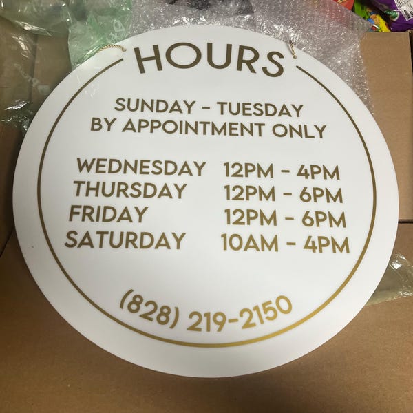 Storefront Business Hours Circular Acrylic Sign for Store, Boutique ...