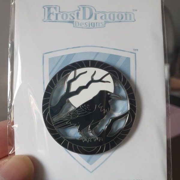 Encircled Raven Pin - Crow Pin - Black Bird Pin - Hard Enamel Pin ...