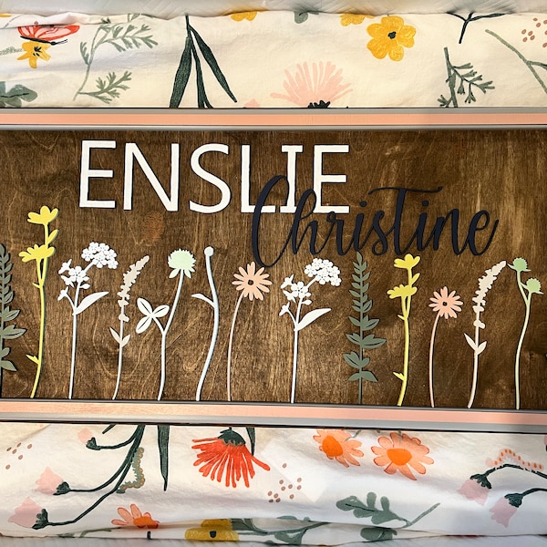 Wildflowers Nursery Sign Personalized, Wood Name Sign for Nursery - Etsy