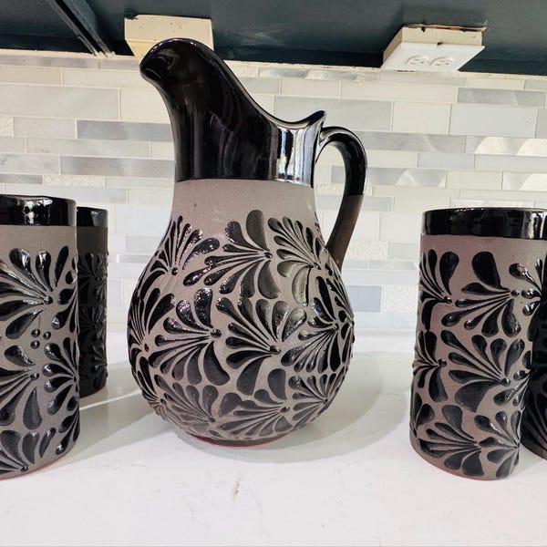 Pitcher Set With 6 Cups | Jarra Con 6 Vasos | Made in Mexico | Hecho En ...