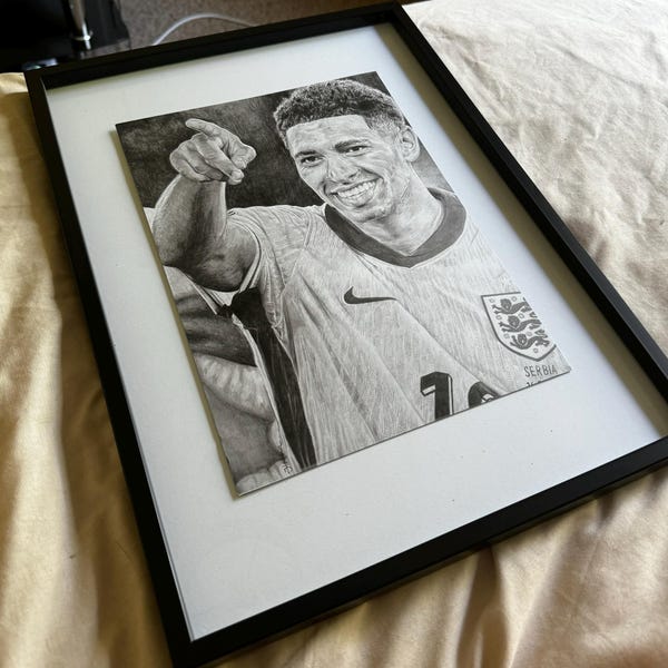 Jude Bellingham- England FC, Euro 2024 A4 Pencil Drawing Print - Etsy UK