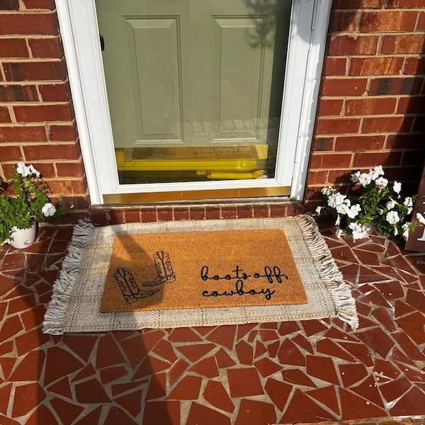 Boots off Cowboy Doormat, Ranch Decor, Western Decor Doormat, Coastal ...