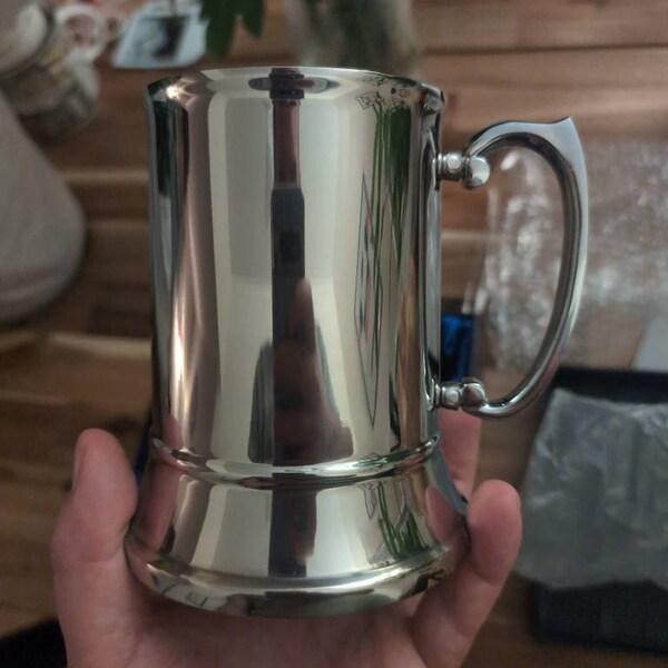Personalised Steel Tankards, Custom Metal Tankard - Black/silver 480ml ...