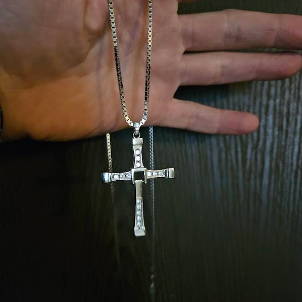 925 Sterling Silver Dominic Cross Toretto Chain Pendant Necklace - Etsy