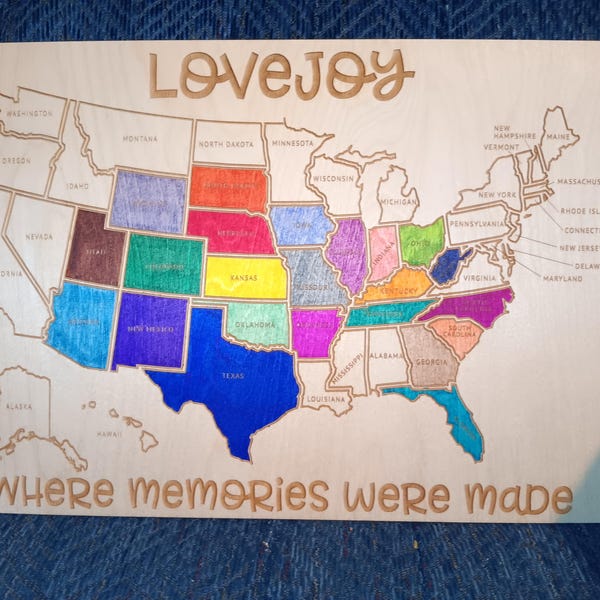 Custom Wooden Map of United States, Handmade DIY, Places Ive Been ...