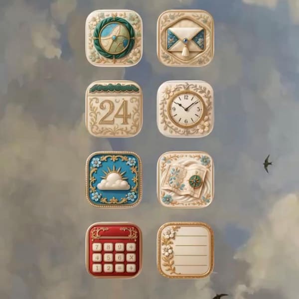 Embroidered Jewel App Icons – 270+ Luxury Quilted Ios Icons | Vintage ...