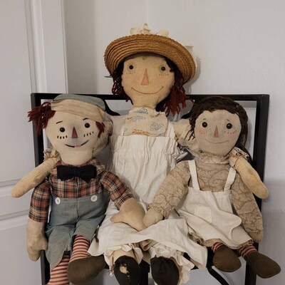 Hard to Find Vintage 1965 Gund Raggedy Ann & Andy Dolls Soft Plastic ...