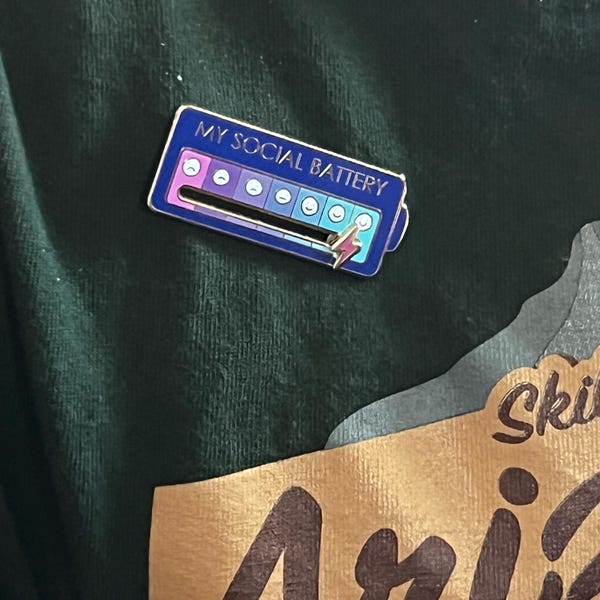The Original Social Battery Sliding Enamel Pin, Interactive Enamel Pins ...