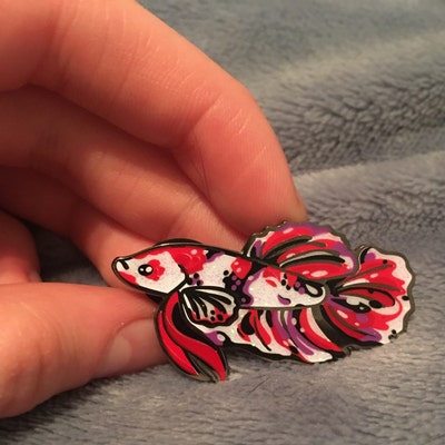 Pastel and Rose Gold Koi Betta Fish Pin - Etsy