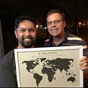 Custom Linen Map With Personalized Pins 4th Anniversary Gifts for Men ...