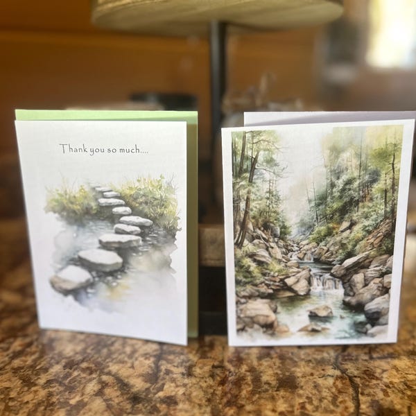 Stepping Stones Pathway, Nature Card, Minimalist, Water Rocks, Natural ...