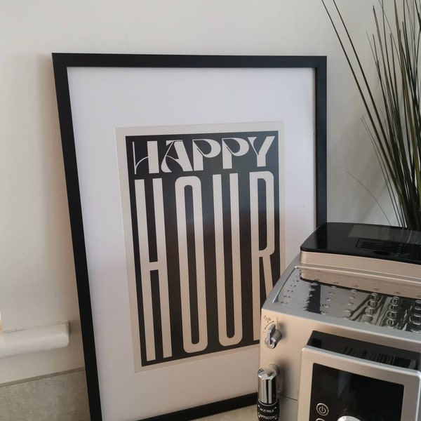 Trendy Happy Hour Print, Trendy Quote Print, Quote Art Poster, Kitchen ...