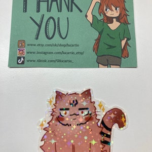 Holographic Gojo Cat Sticker Jujutsu Sorcerer Cute Cat Anime Sticker ...