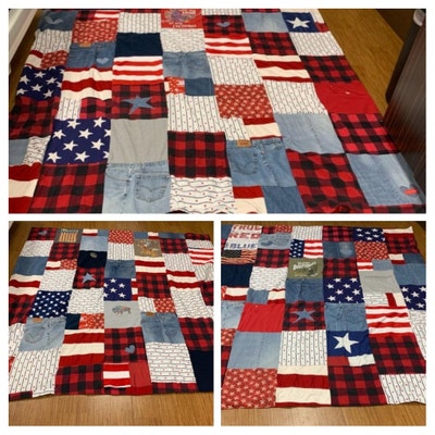 Denim Blanket-blue Jean Quilt Made to Order Country Blankets Denim ...