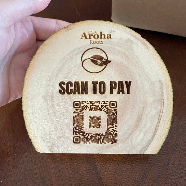 QR Code Wood Slice Social Media Sign - Airbnb Vrbo Signage - Social ...