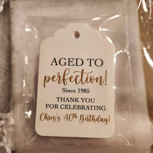 Aged to Perfection Tags Labels, Birthday Party Favor Tags for Adults ...