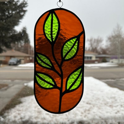 Leaf Stained Glass Pattern Leaf Do It Yourself DIY Stained Glass ...